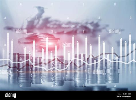 bar graph on the background of a business center with a manager at the