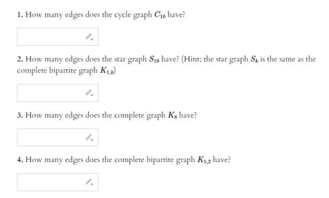 Solved 1 How Many Edges Does The Cycle Graph C10 Have 2