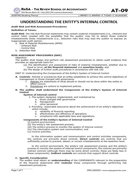 09 understanding the entity s internal control pdf internal control
