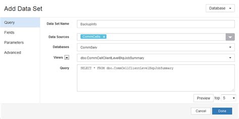 Creating Database Data Sets