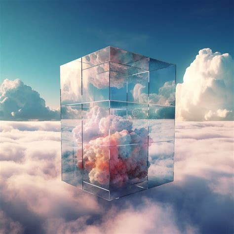 Creative Cloud Concept Glass Cube Generative Ai Stock Illustration Illustration Of Glass