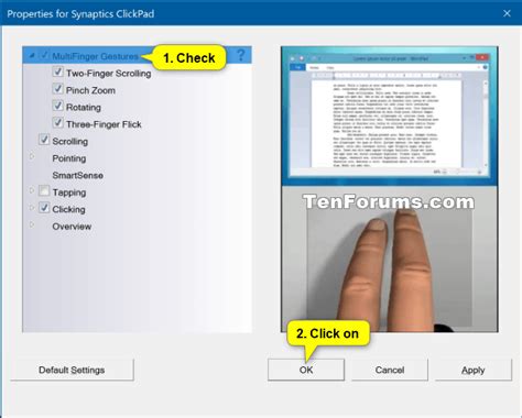 How To Enable Or Disable Touchpad MultiFinger Gestures In Windows Tutorials