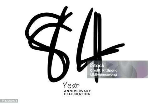 84 주년 기념 축하 블랙 컬러 로고 타입 벡터 84 숫자 디자인 84 번째 생일 초대장 기념일 로고 템플릿 로고 번호 디자인 벡터 서예 글꼴 타이포그래피 로고 검은색에