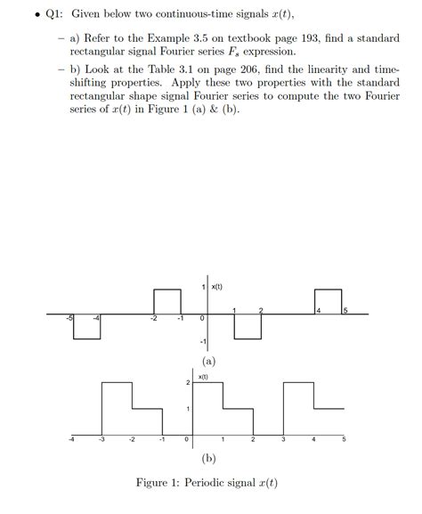 q1 given below two continuous time signals x t