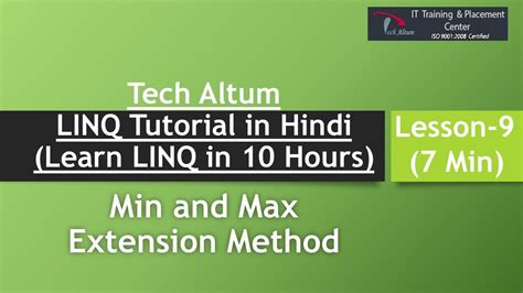Linq Tutorial In Hindi Min And Max Extension Method Lesson 9