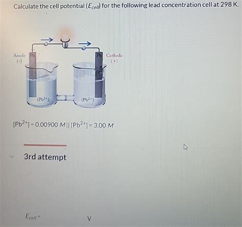 Solved Calculate the cell potential (Ecell ) ﻿for the | Chegg.com