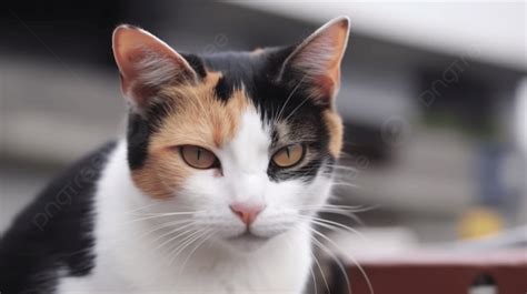 고양이는 흰색과 갈색 반점이 있고 바로 뒤를 보고 있습니다 턱을 쓰다듬어주는 삼색 고양이 고화질 사진 사진 고양이 배경 일러스트 및 사진 무료 다운로드 Pngtree