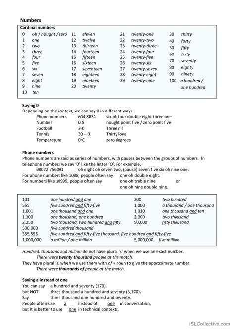 Numbers English Esl Worksheets Pdf And Doc