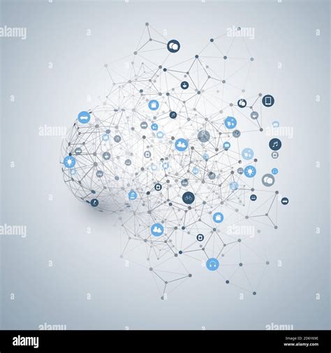 Internet Of Things Cloud Computing Design Concept With Wireframe And Icons Global Digital
