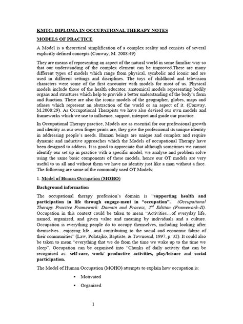 Moho Notes 2024 Pdf Occupational Therapy Thought