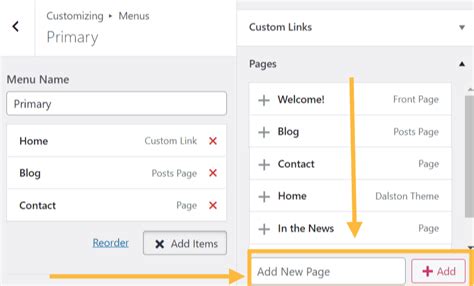 Add Links To A Menu Support