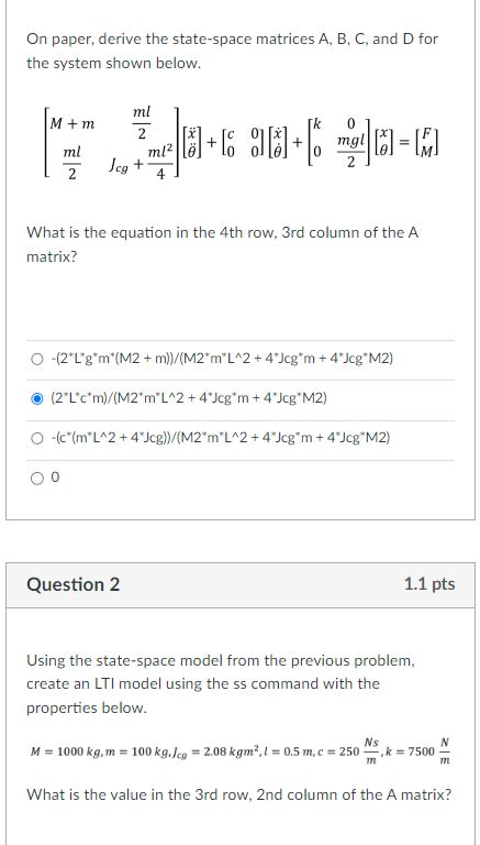 solved on paper derive the state space matrices a ﻿b ﻿c
