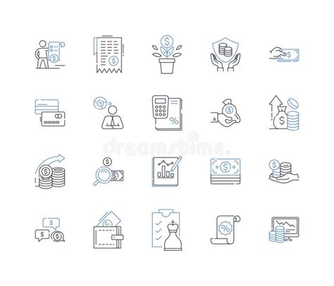 Investment Advisory Service Line Icons Collection Portfolio