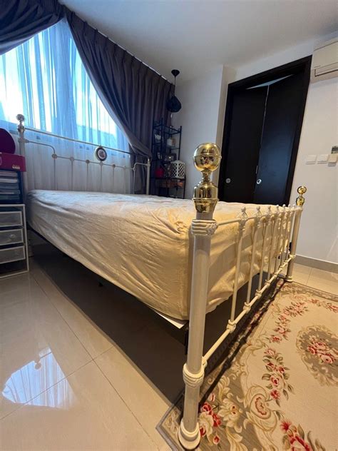 Powder Coded Queen Brass Bed Plus Serta Diamond 12” Mattress Furniture