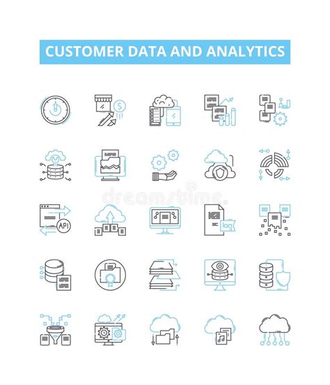 Customer Data And Analytics Vector Line Icons Set Customer Data Analytics Insights
