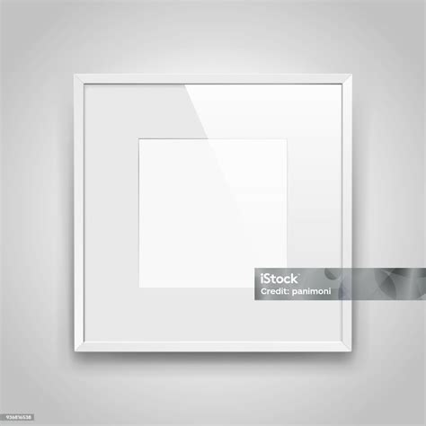 회색 배경 당신의 창조적인 프로젝트 실물 견본 그림 벽 벡터 디자인 개체에 대 한 국경에 Passepartout와 현실적인 빈 Squre 화이트 프레임 종이에 대한 스톡