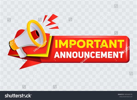 Important Announcement Speech Bubble Megaphone Red Stock Vector