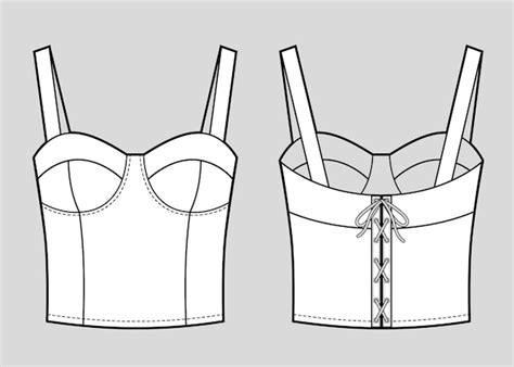 Premium Vector Corset Top Fashion Flat Technical Drawing Template