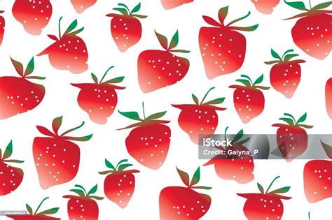 흰색 바탕에 개념 간결한 딸기 완벽 한 패턴입니다 표면 디자인에 대 한 익은 여름 딸기 현대적인 스타일 반복 모티브 0명에 대한 스톡 벡터 아트 및 기타 이미지 Istock
