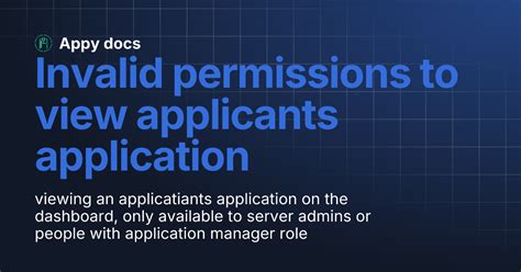 Invalid Permissions To View Applicants Application Appy Docs