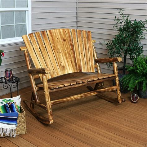 Every Front Patios Dream Rustic Wooden Rocking Chair Bench Foter