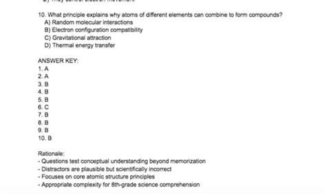 Atomic Structures Quiz 8th Grade Science Assessment On Atomic Models