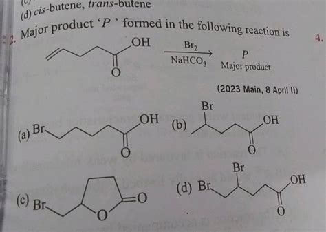 Major product ' P ' formed in the following reaction is(2023 Main, 8 Apr..