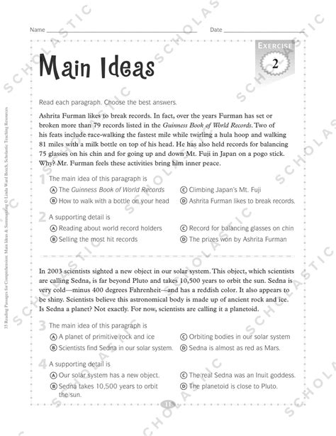 35 Reading Passages For Comprehension Main Ideas And Summarizing By