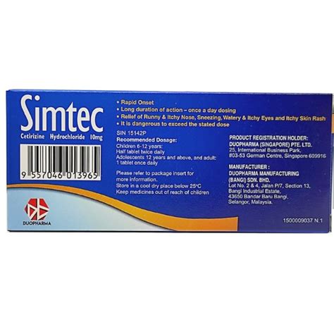 Simtec Tablets 10s For Running Itchy Nose Eyes Skin Rash Shopee Singapore