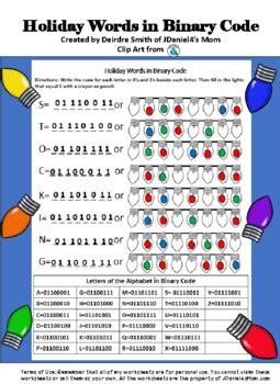 Offline Coding Academy Christmas Holiday Words In Binary Code TpT