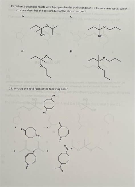 Solved P 13. When 2-butanone reacts with 1-propanol under | Chegg.com