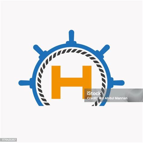 문자 H 크루즈 스티어링 로고 요트 기호 선박 로고 해양 표지판 템플릿 개념에 대한 스톡 벡터 아트 및 기타 이미지 개념 골동품 돛 Istock