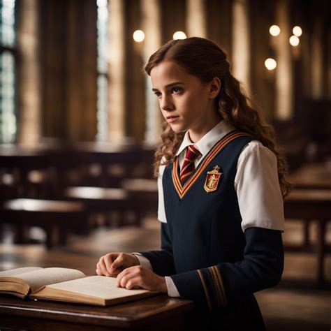Hermione Granger at Hogwarts wearing school unifor by nylonfan65 on DeviantArt