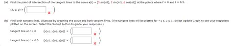 Solved A Find The Point Of Intersection Of The Tangent Chegg