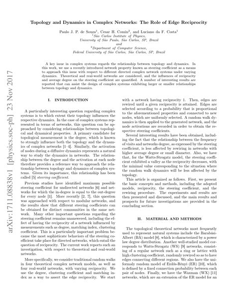 Pdf Topology And Dynamics In Complex Networks The Role Of Edge