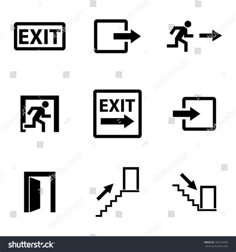 Vector Black Exit Icons Set On Stock Vector Royalty Free 185729258 Shutterstock