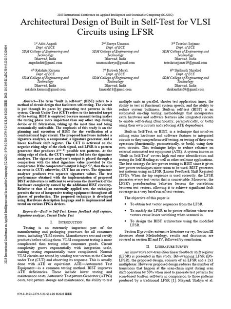 Architectural Design Of Built In Self Test For Vlsi Circuits Using Lfsr