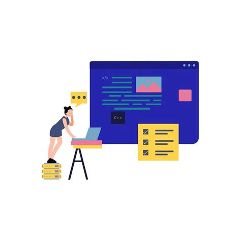 Premium Vector The Girl Is Working On Product Coding