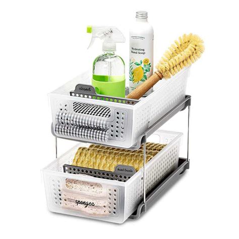 Madesmart 2 Tier Organizer With Dividers Slide Out Baskets Home