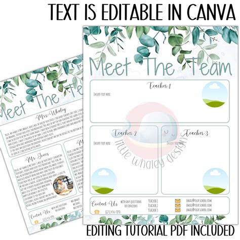 Meet The Team Teacher Template Editable Printable Digital Download