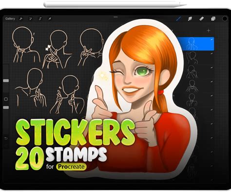 Artstation 20 Procreate Stickers Stamp Brushes Procreate Stickers Guide Procreate Stickers