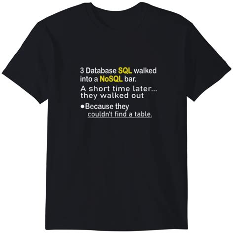 Funny SQL Query Joke Couldn T Find Table Database T Shirts Sold By Seda
