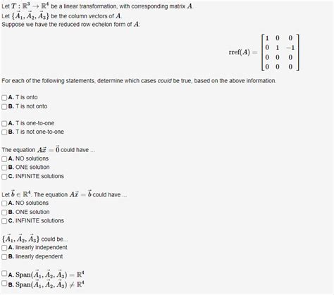 Solved Let T R3→r4 Be A Linear Transformation With