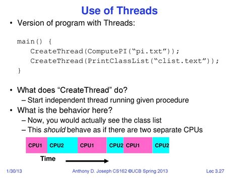 Cs162 Operating Systems And Systems Programming Lecture 3 Concurrency And Thread Dispatching