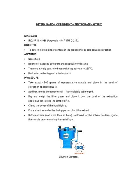 Extraction Test Bitumen Pdf
