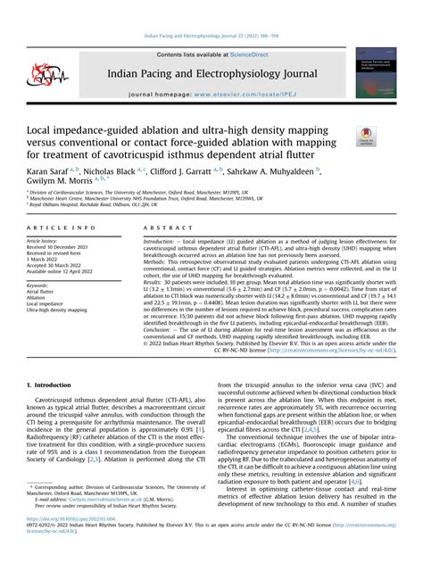 Pdf Local Impedance Guided Ablation And Ultra High Density Mapping