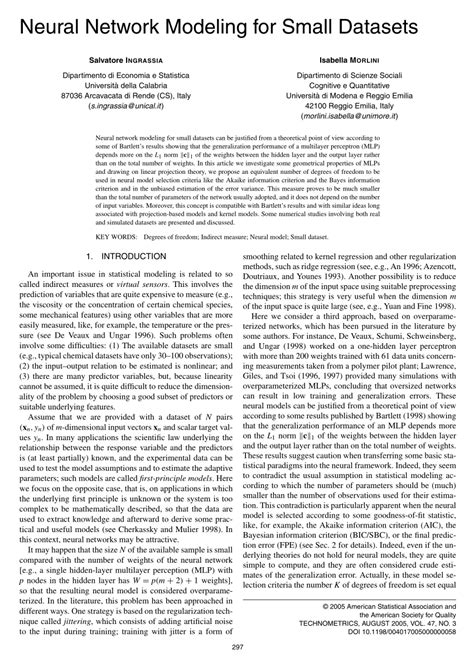 pdf neural network modeling for small datasets