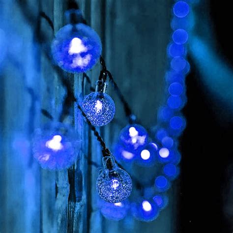 White And Blue Led String Lights In Crystal Balls Design By