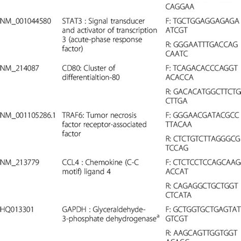 Primer Sequences For Used Qrt Pcr Validation List Of Primers And Their