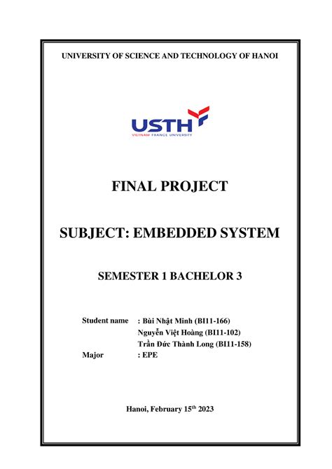 Report Embedded System Full University Of Science And Technology Of